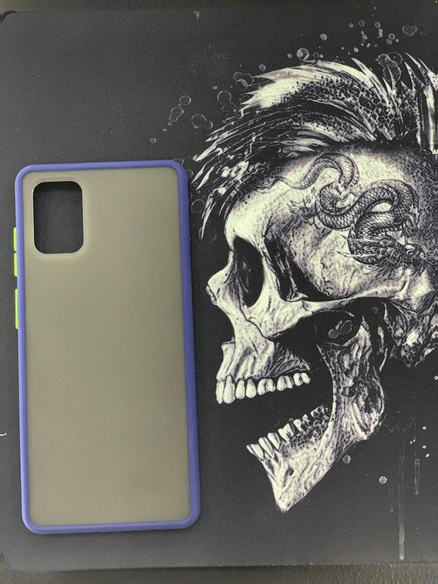 Чехол Samsung Galaxy A51 (Самсунг А51) матовый пластиковый ( Силикон) синий