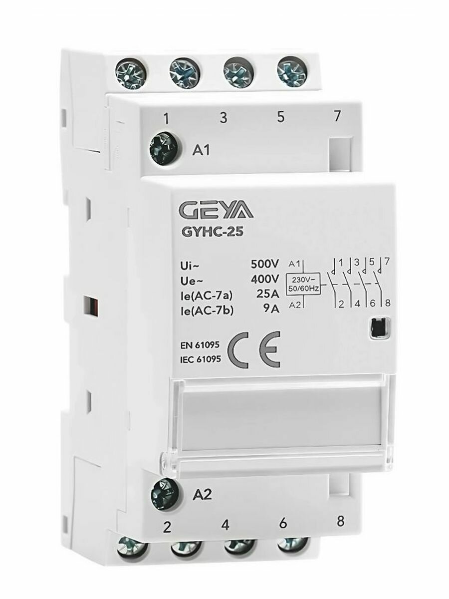 Контактор модульный GEYA GYHC-25, 230В AC, 4NO x 25А