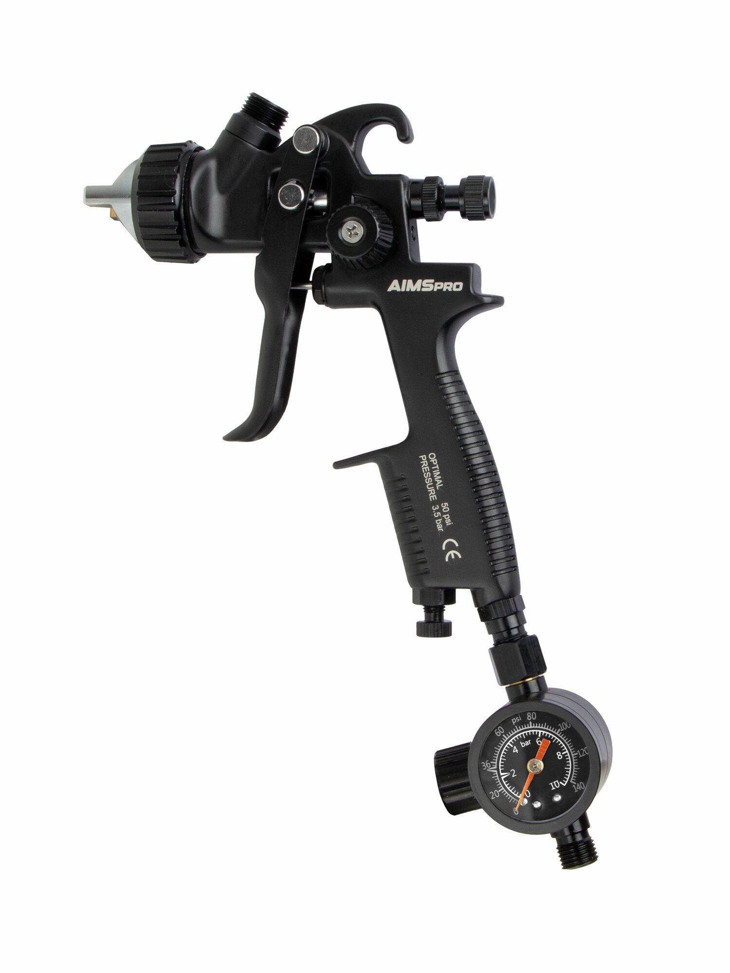 Манометр для краскопульта с регулятором давления AIMS PRO чёрный.