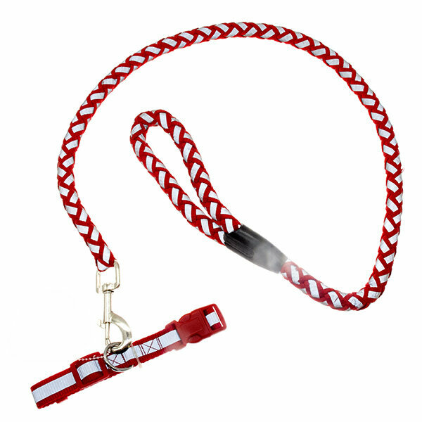 Комплект для животных Jack&King поводок 2 смх1.2 м, ошейник 2 см, плетеный, светоотражающий