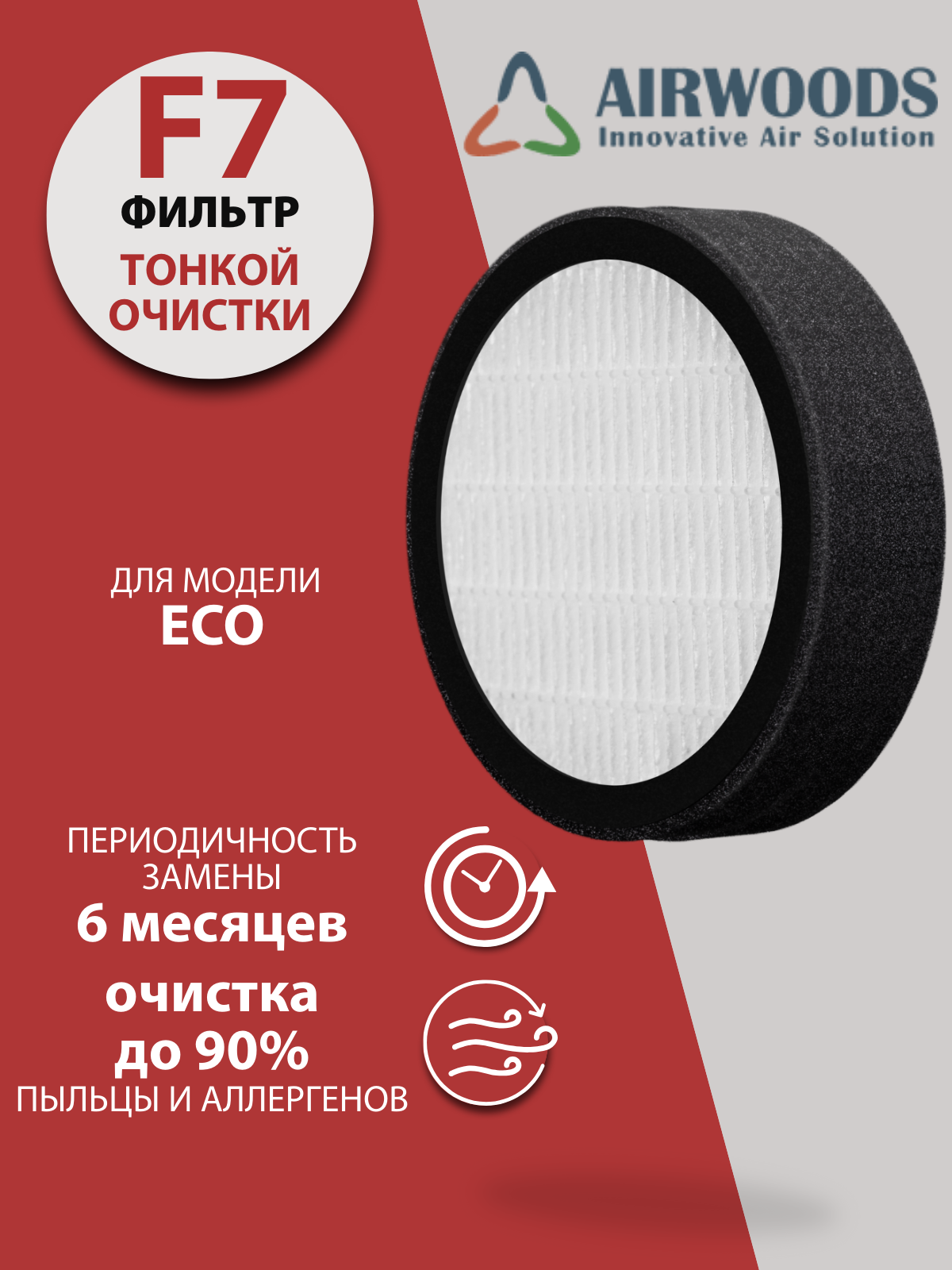 Фильтр тонкой очистки AirWoods F7, для бризеров и рекуператоров AirWoods, белый