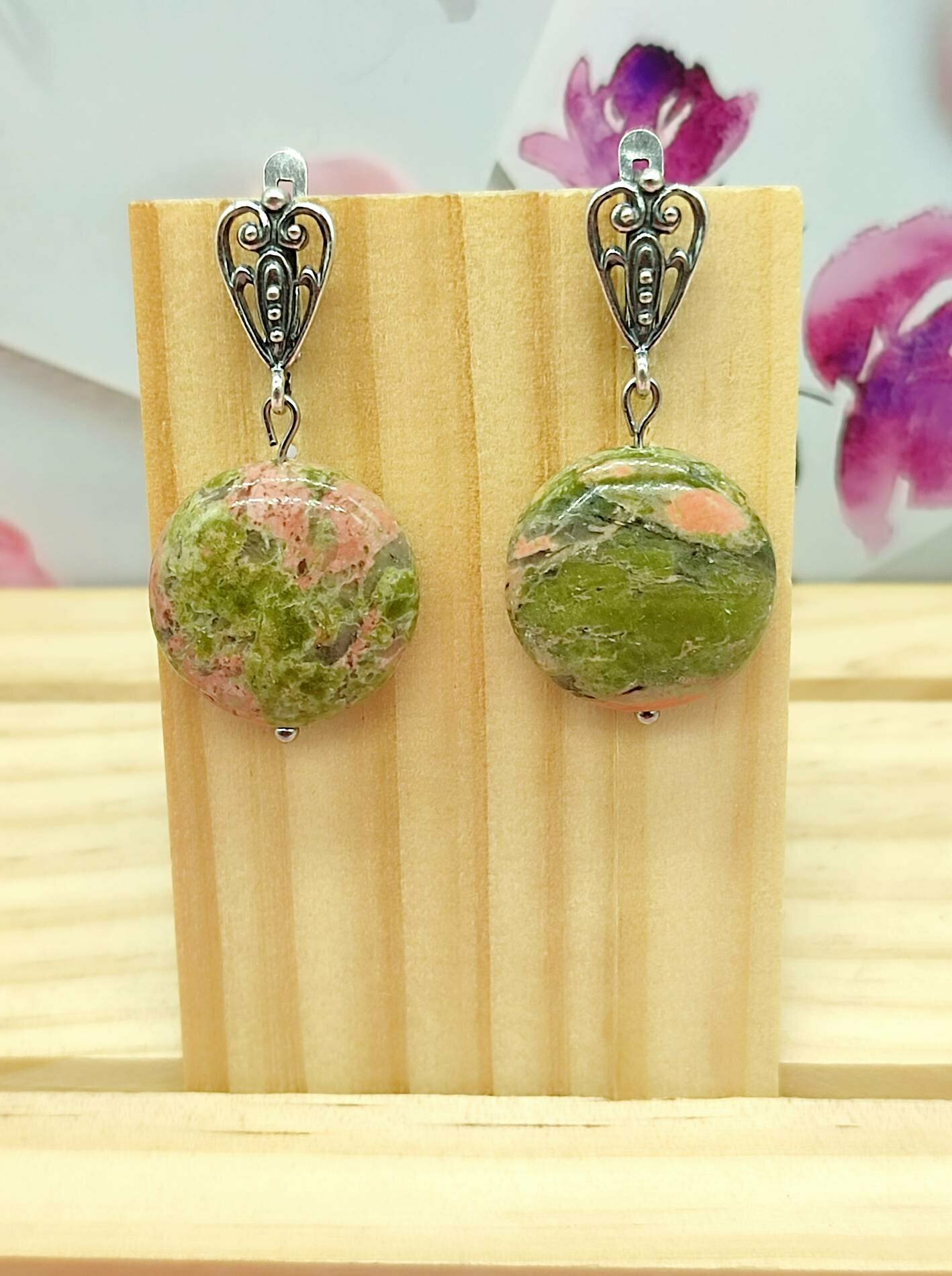 Серьги, яшма