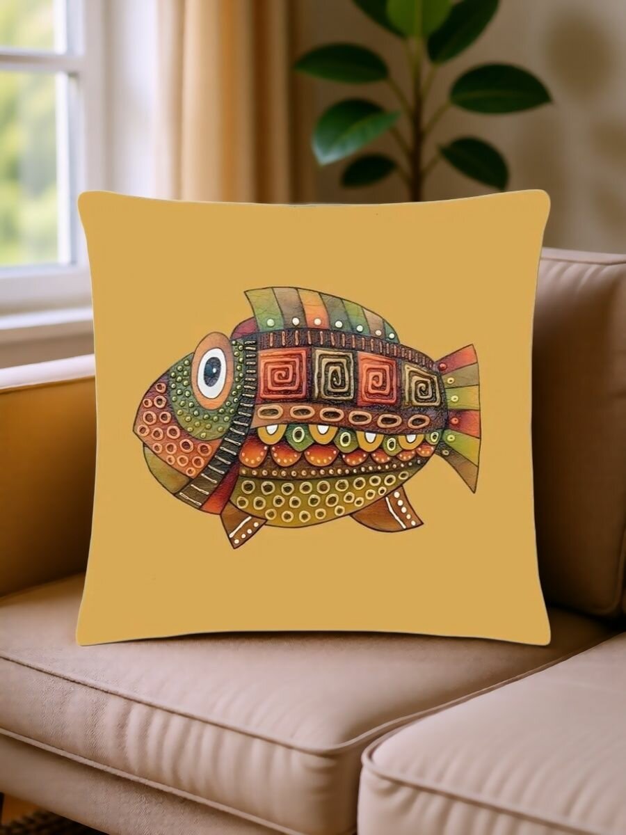 Чехол для подушки Рыба 40х40 велюр