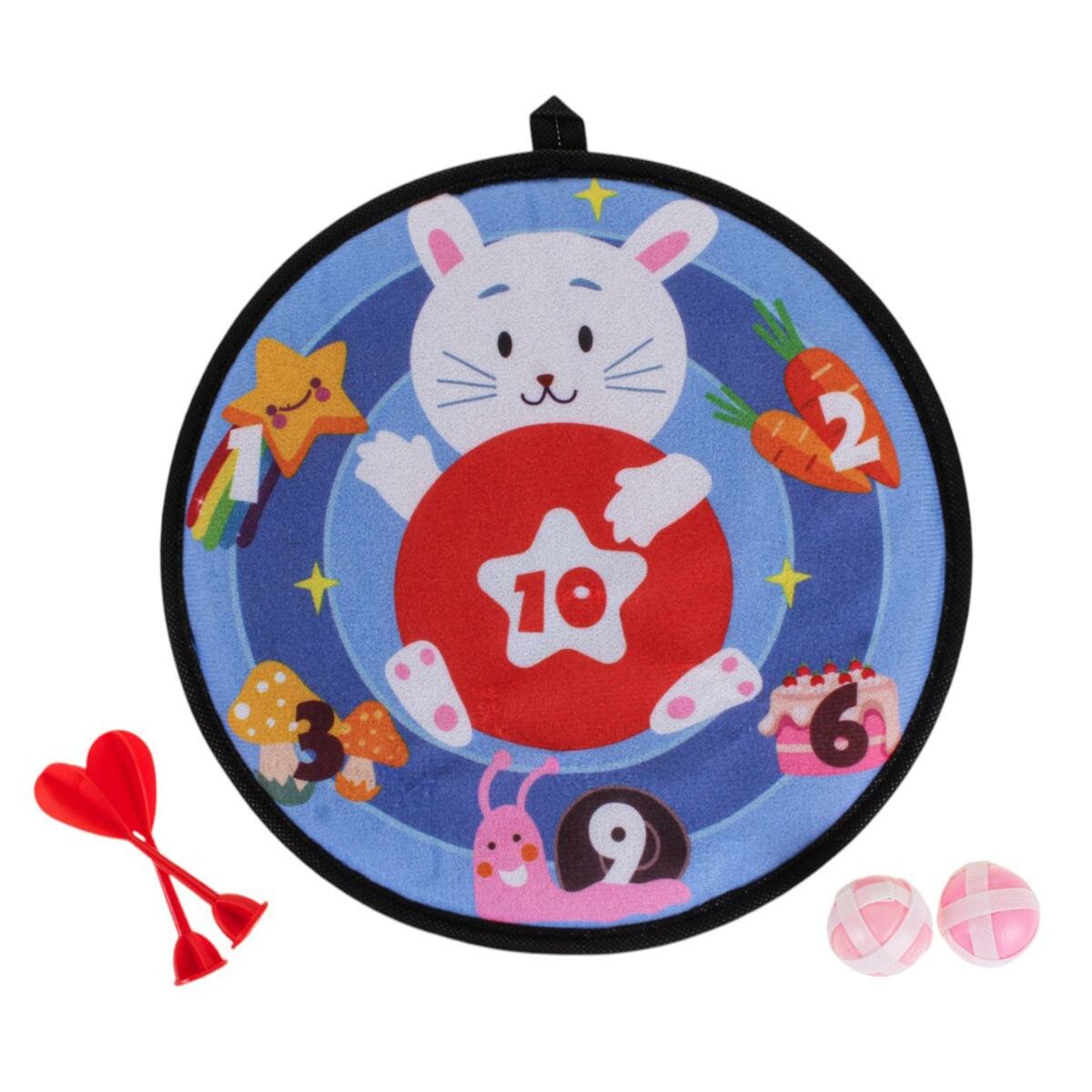 Мишень для дартса детская 'Зайка' 28см, с 3 стрелами, разноцветный принт