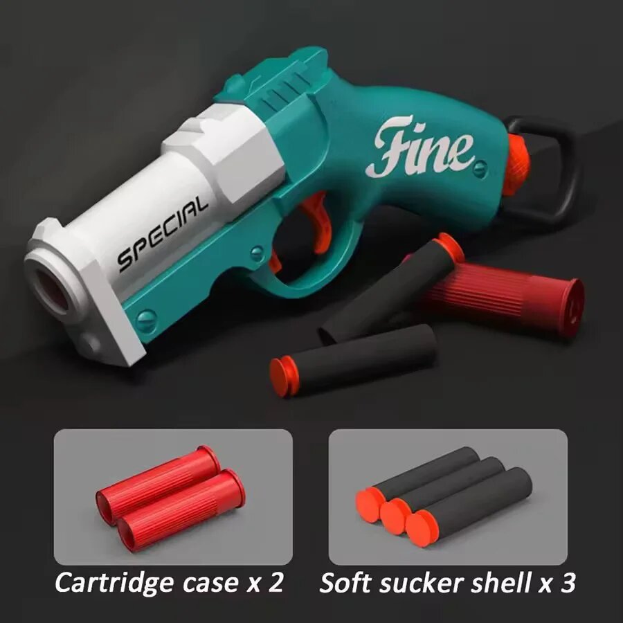 Игрушечный пистолет Fine, цвет Cyan, 2 картриджа, 3 присоски