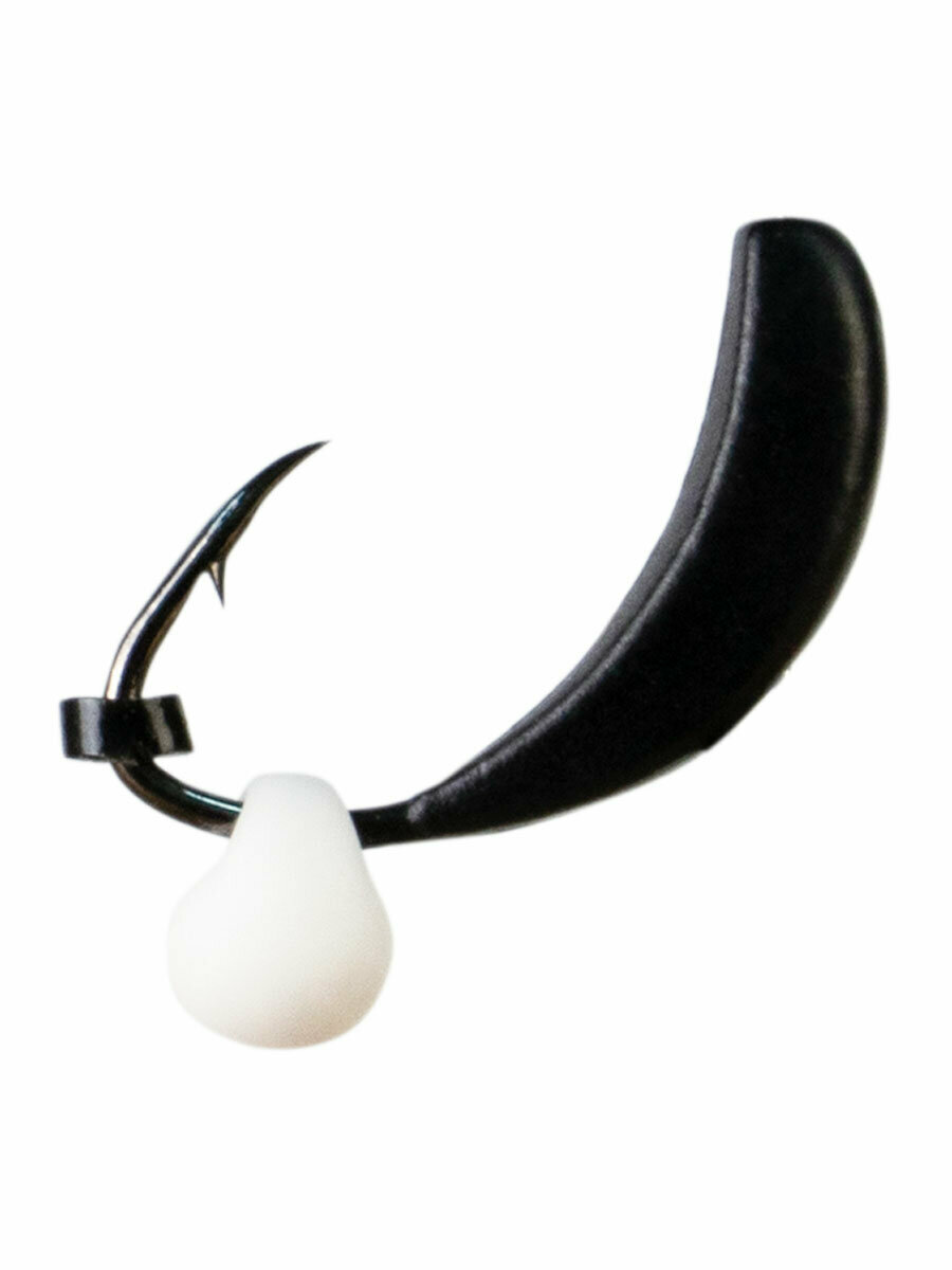 Мормышка безнасадочная (безмотылка) для летней и зимней рыбалки Банан Квадратный "Левша-НН", 0,5 г, Drops белый, крючок №6, чёрный / 3 шт.