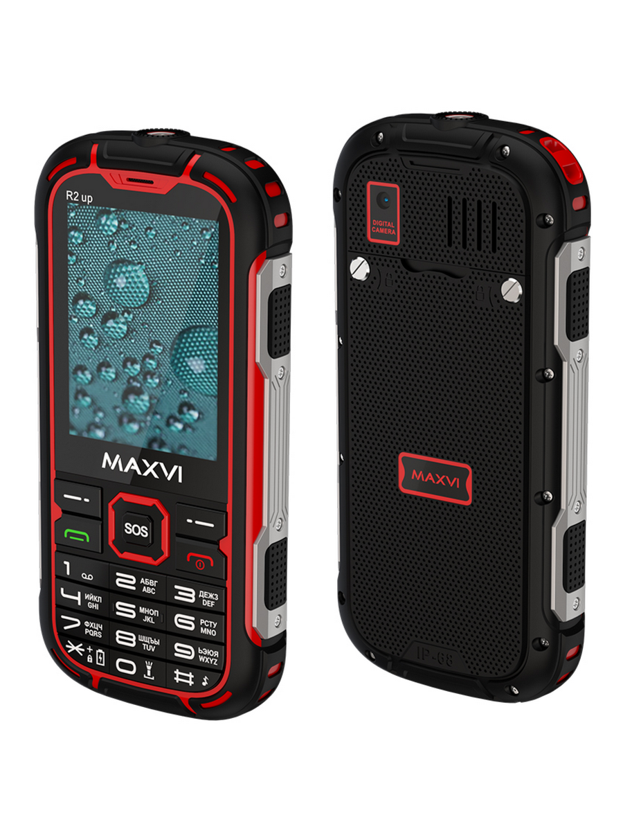 Мобильный телефон Maxvi R2 UP Черно-красный 2 sim 2.8″ IPS 2G 4000 mAh RU