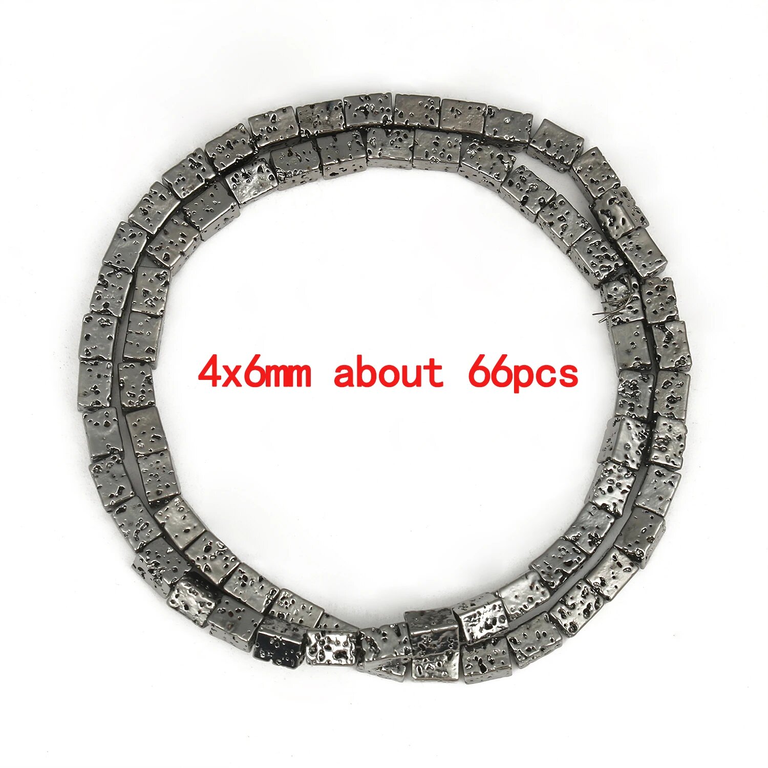Черные бусины из вулканической лавы, 4x6 мм, 66 шт.