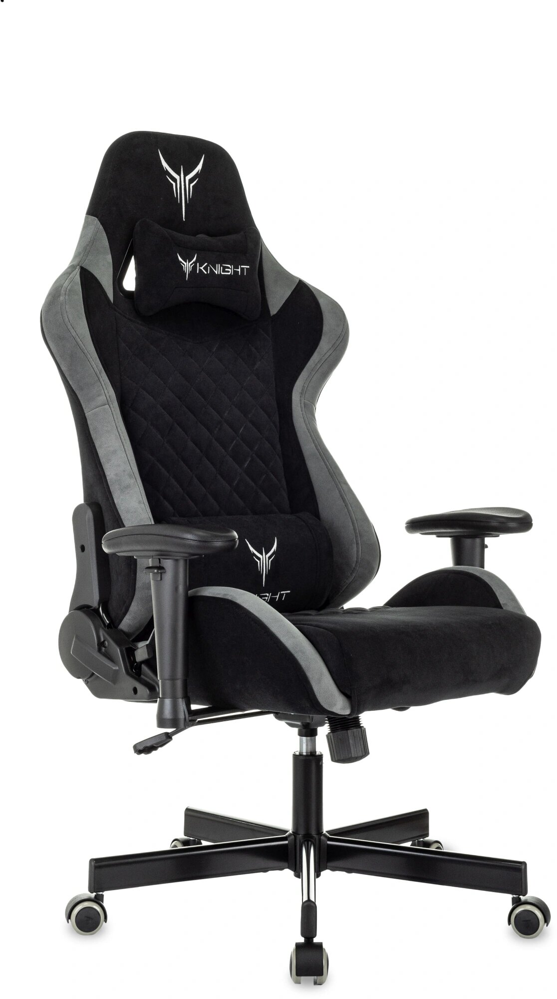 KNIGHT REGAL FABR-B / Кресло игровое KNIGHT Regal, на колесиках, искусственная замша, черный/серый (
