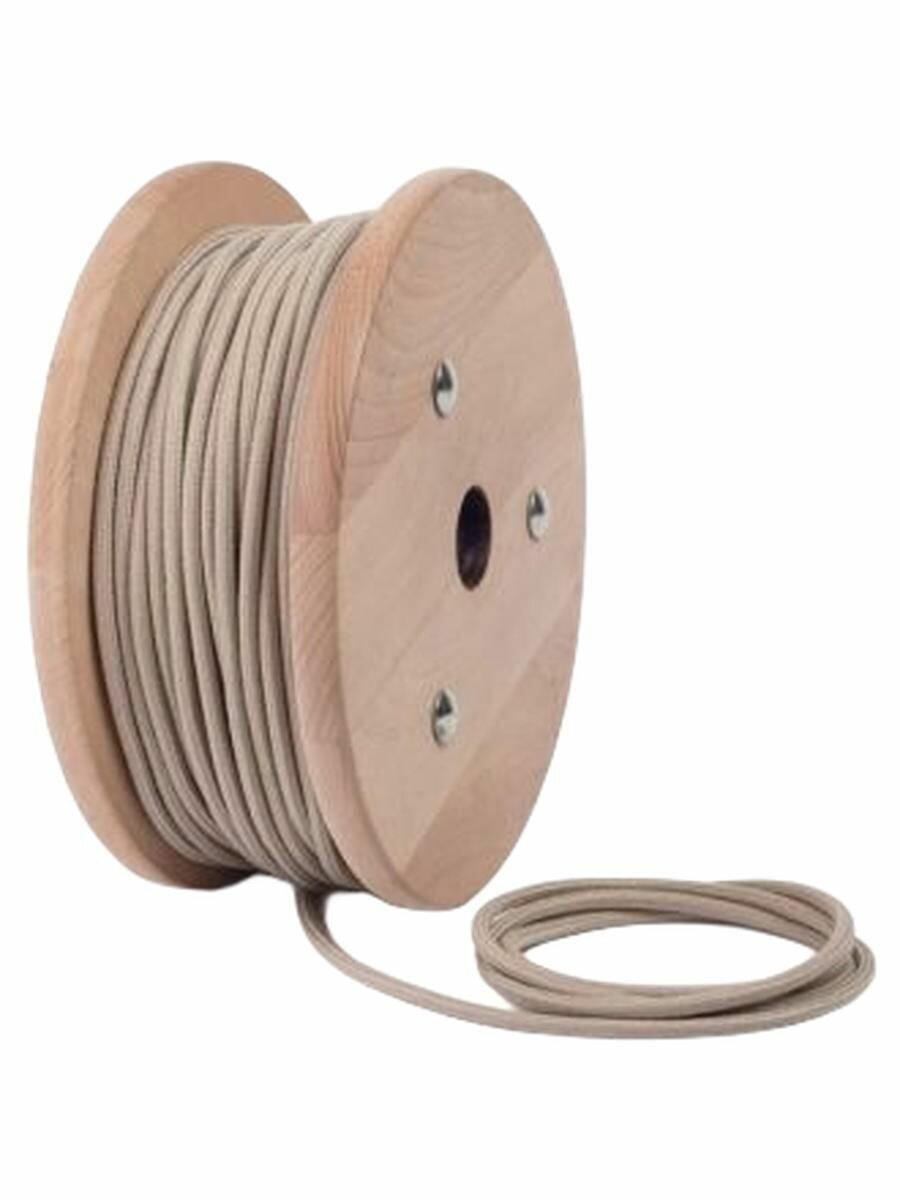 Электрический ретро провод круглый в тканевой оплетке 2х1,5, капучино, 5м