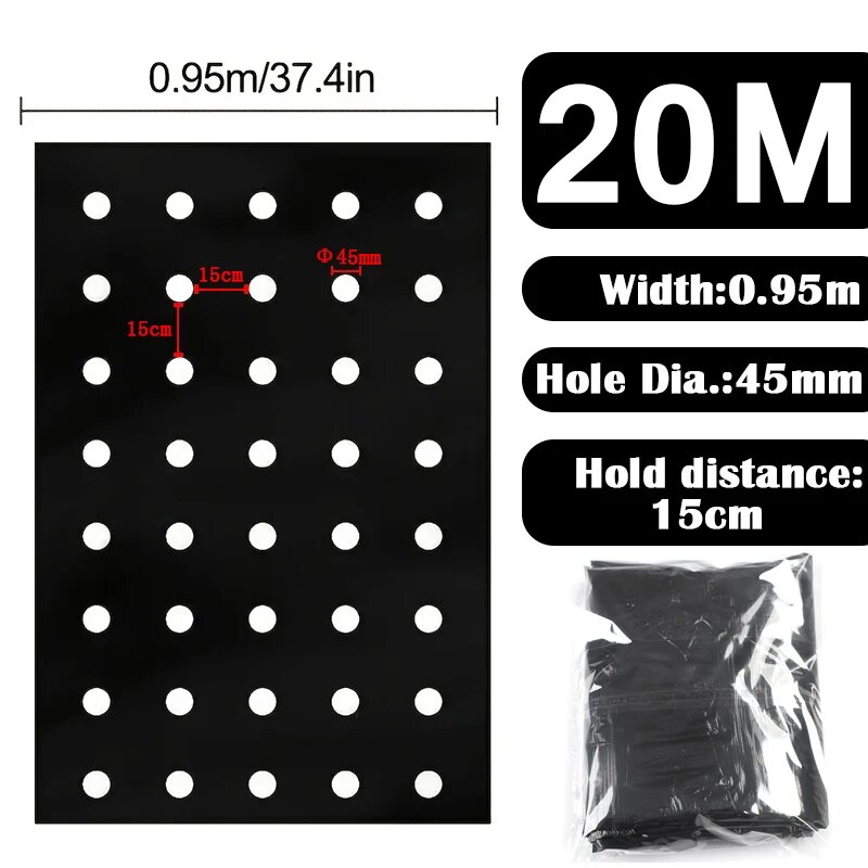 5 ~ 30 м, 5 отверстий, черная пластиковая мульчирующая пленка, перфорированная пленка для теплиц, овощей, растений, сохраняющая тепло, пленка для сельскохозяйственных рассады, влажная пленка