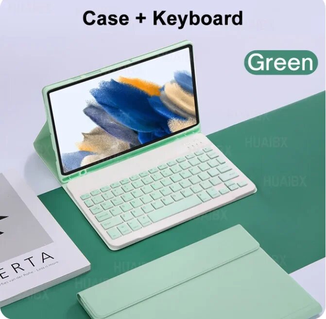Чехол для Samsung Galaxy Tab S9 FE с Bluetooth-клавиатурой Italian Keyboard, Green 1