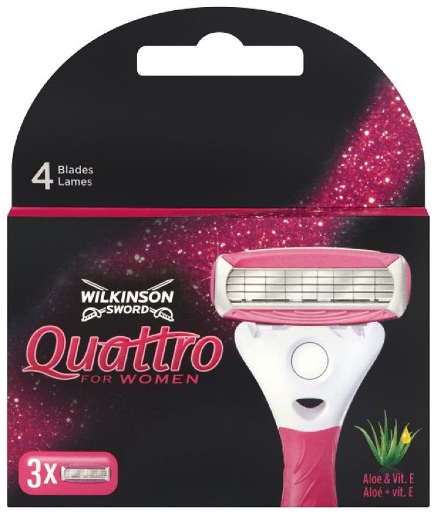 Wilkinson Sword Quattro for Women Aloe / Сменные кассеты для женской бритвы Quattro ( 3 шт.)