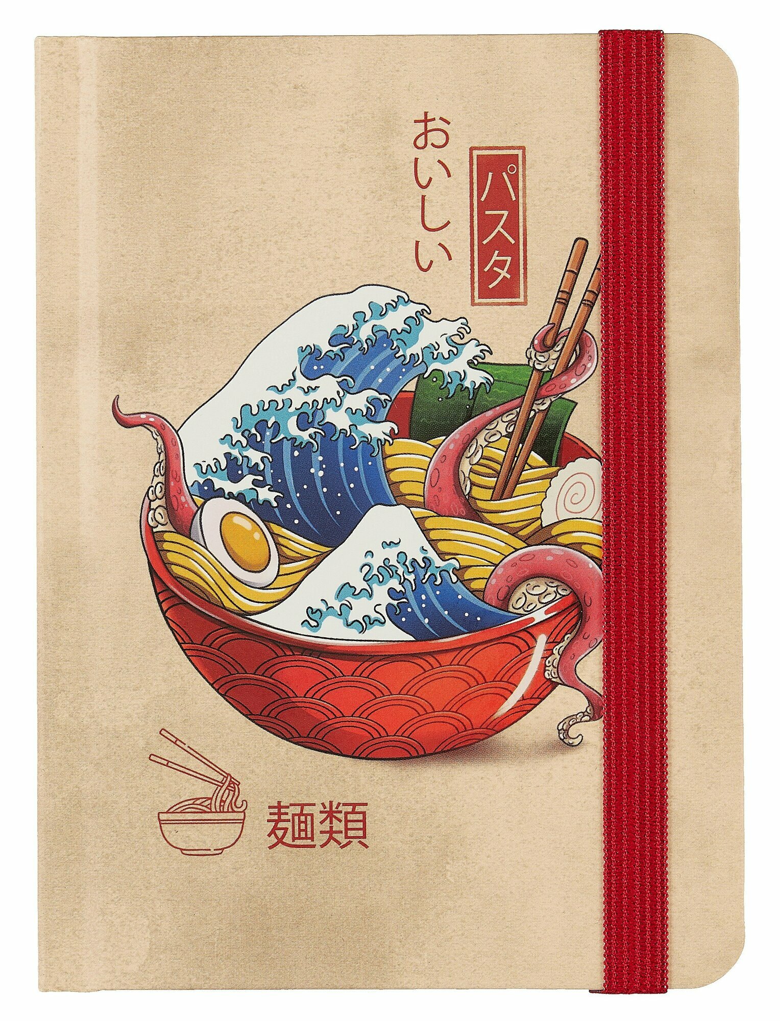 Книга для записей А6 64л тчк. "Рамен С волной В канагаве" 7БЦ, фикс. резинка