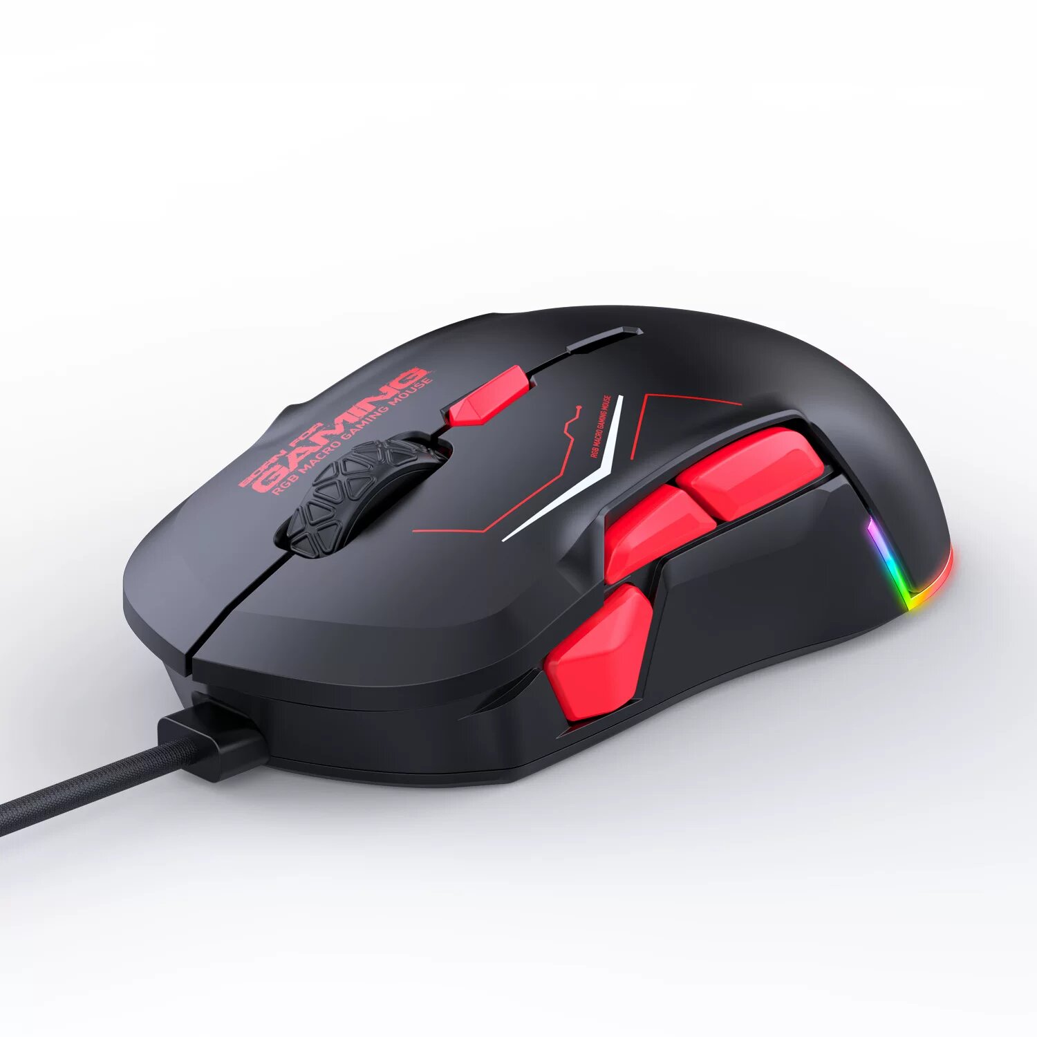 Игровая мышь MKESPN 12800DPI, симметричная для левой и правой руки, 10 кнопок, RGB-подсветка, программируемые макросы,