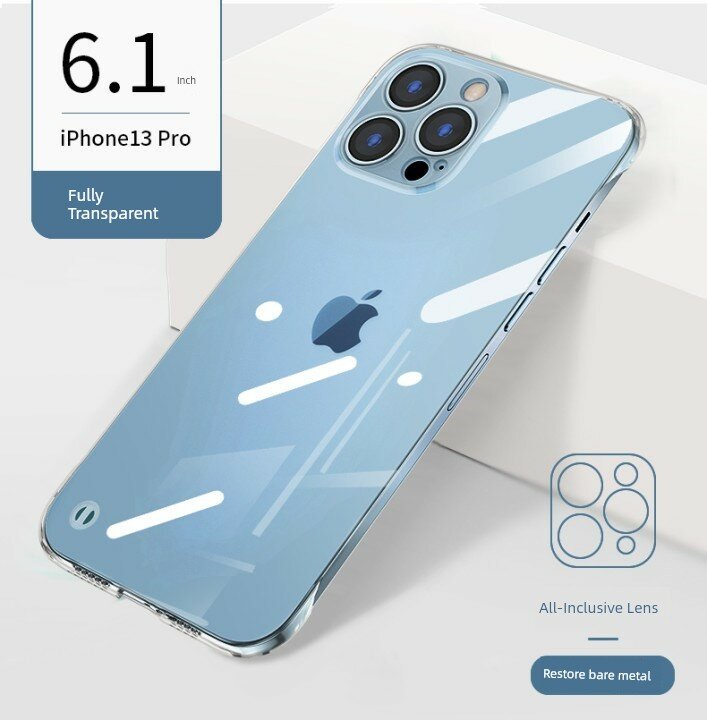IPhone 13 Pro прозрачный чехол с полным покрытием камеры, безрамочный дизайн, прозрачная поверхность