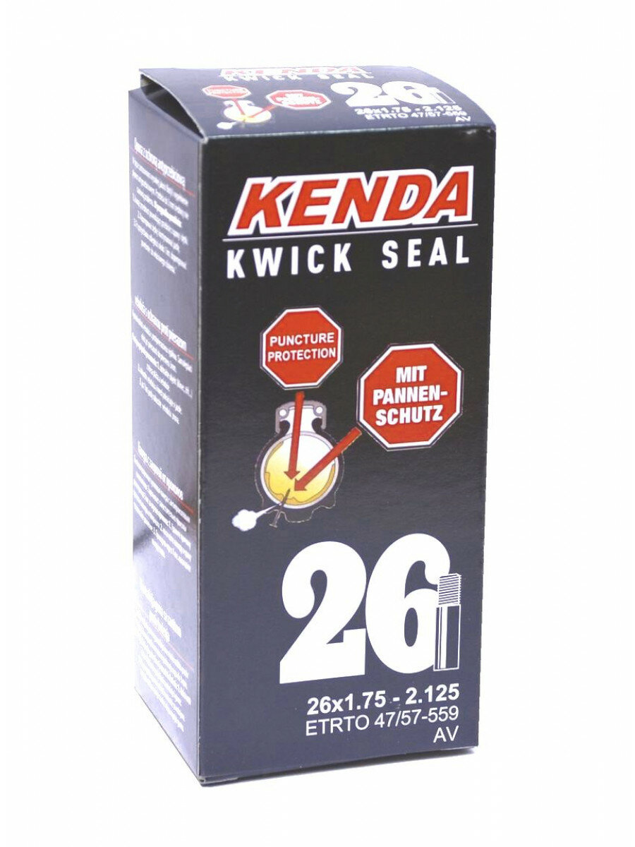 Камера велосипедная KENDA 26x1,75-2,125, автониппель 35мм, антипрокол.
