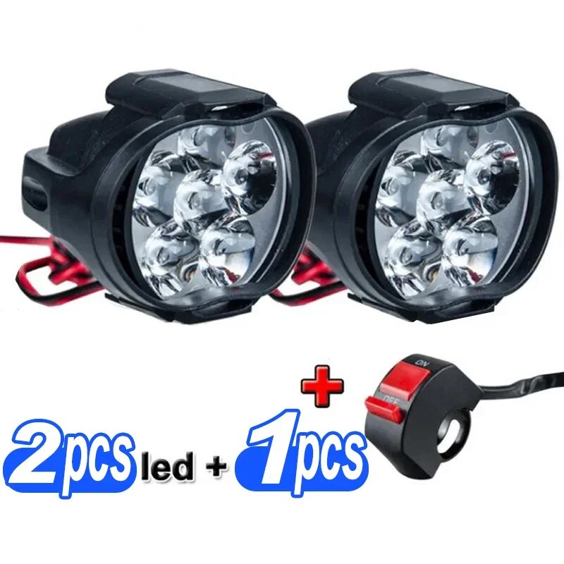 Мощные Водонепроницаемые Фары Для Мотоциклов И Скутеров, 6 Светодиодов, 2pcs light set