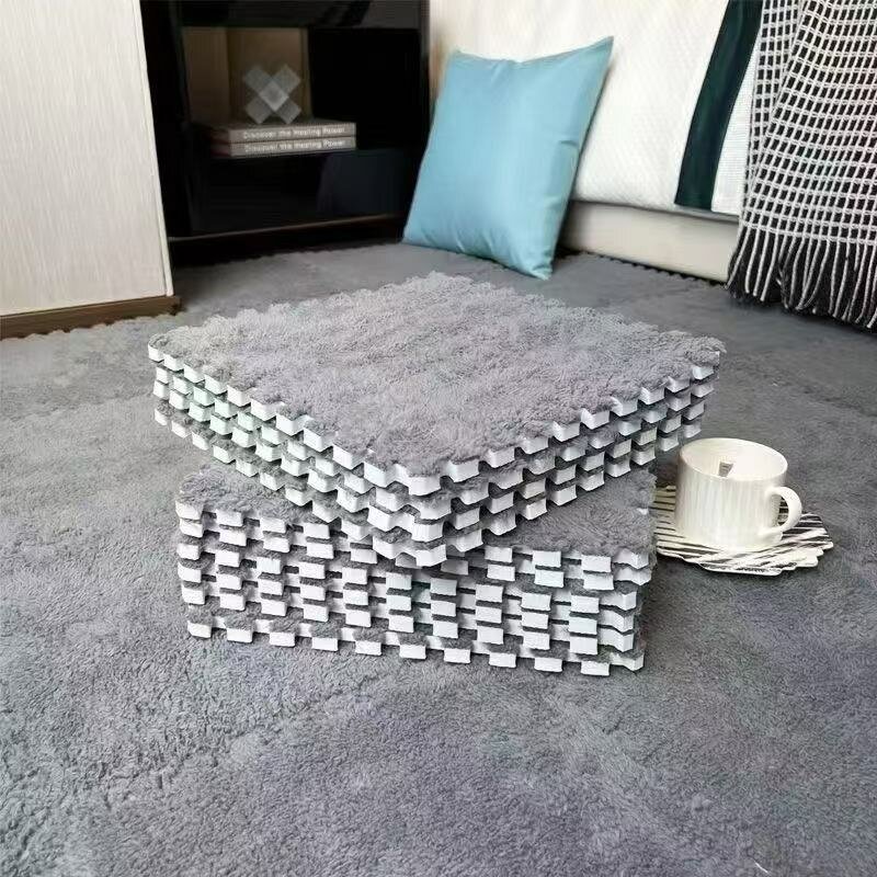 Пушистый ковер у кровати, для всех полов, светло-серый, размер 30x30 см, 10шт.