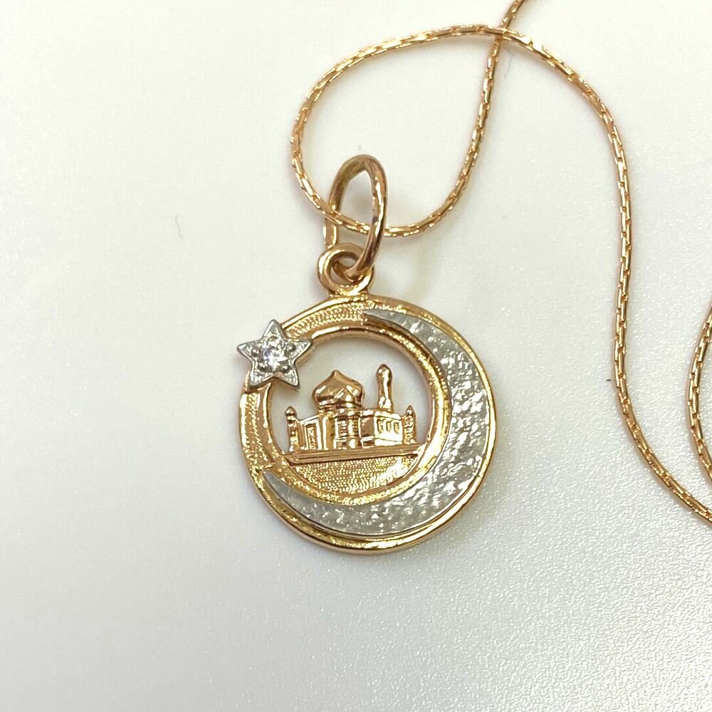 Подвеска, красное золото, 585 проба, фианит