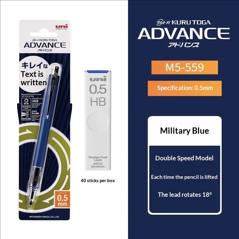 Механический карандаш Uni Kuru Toga Advance 0.5mm N Blue HB