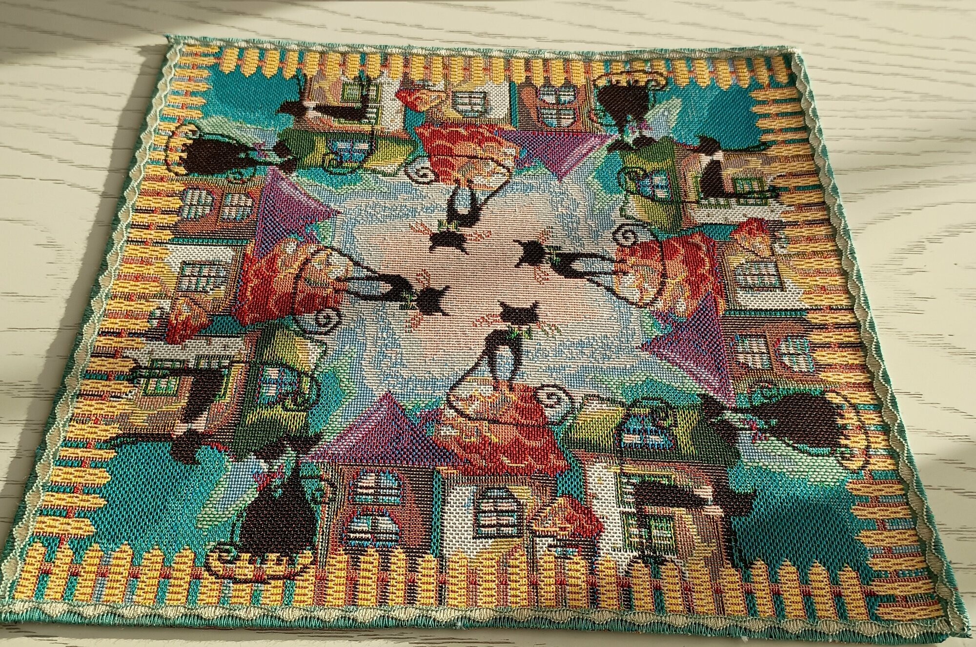 Салфетка гобеленовая "Мартовские коты" 25х25