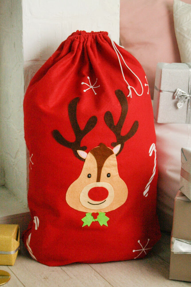 Мешок для подарков новогодний сюрприз С оленем, 50x75 см, Kaemingk 660070-олень