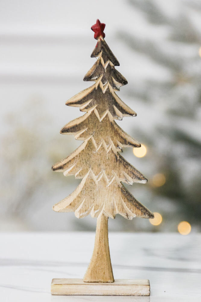 Деревянная ёлка со звёздой, дерево, 21 см, Peha Magic TR-64605