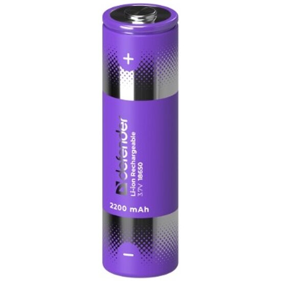 Аккумуляторная батарея Defender 18650-1BL 2200 mAh Li-ion, блистер, 1 шт.