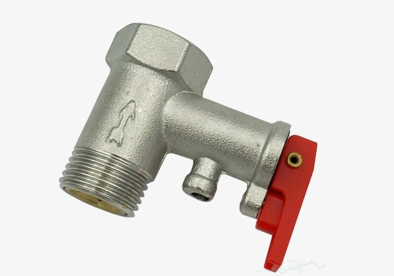 Клапан предохранительный 6,0 Бар, с красным рычажком, для водонагревателя, универсальный