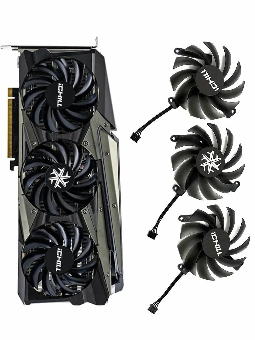Кулеры для видеокарт INNO3D ICHILL 3060, 3070. 86мм, 3x4 pin.