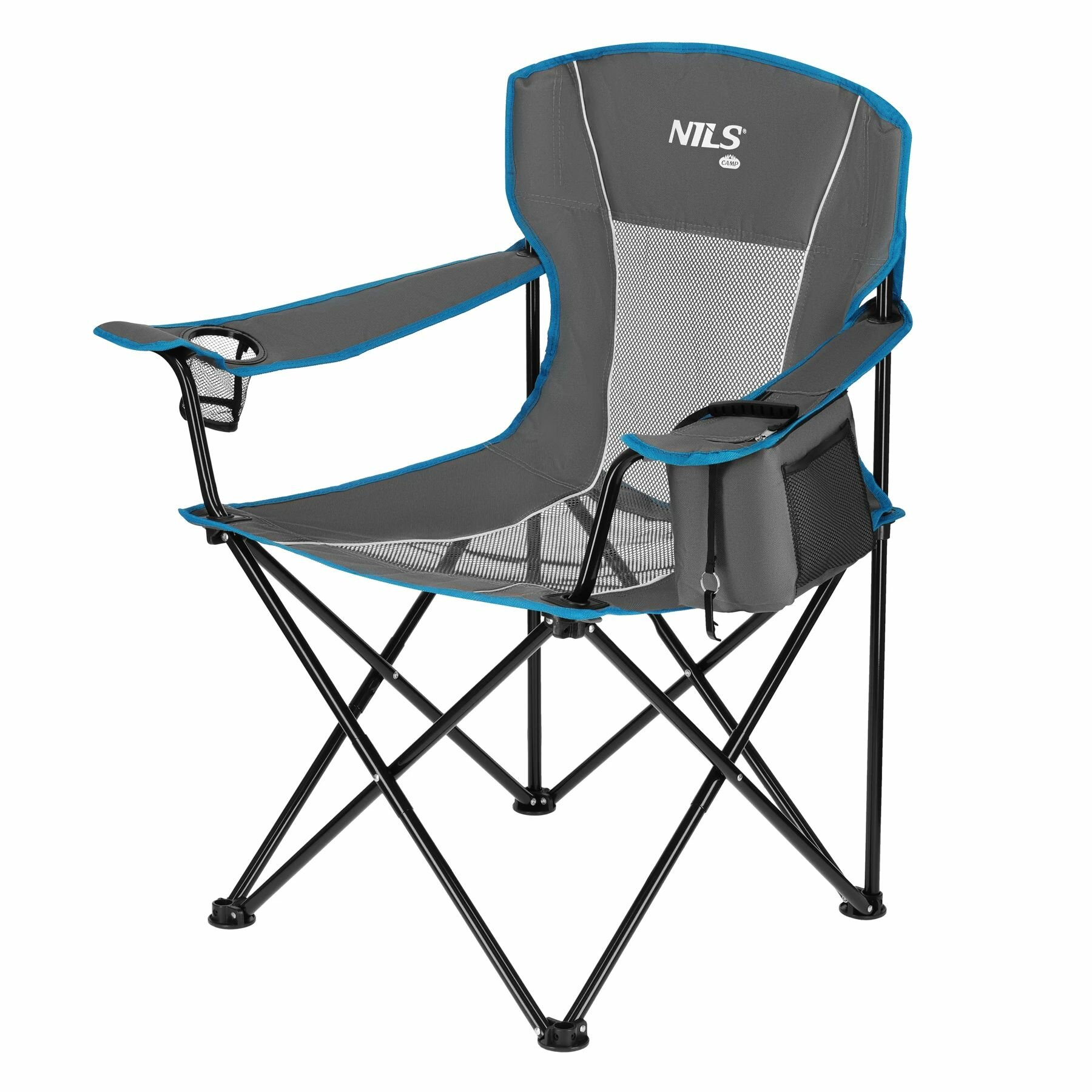 Decathlon Кемпинговый стул Nils Camp NC3706 - со стальным каркасом, макс. нагрузка до 120 кг, складной. Цвет серый