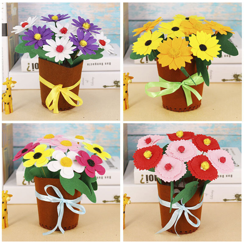 Смешанное кашпо для творчества, комплект тканевых горшков с разными цветами, детские поделки