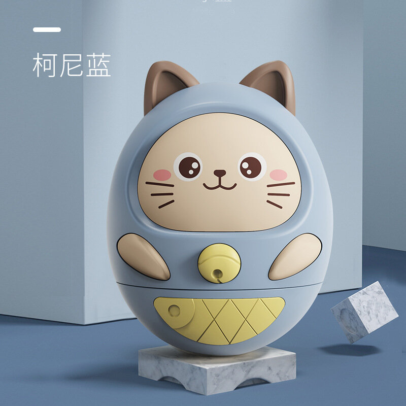 Кошечка-неваляшка для младенцев 0-1 года, синяя с картонной упаковкой, развивающая игрушка