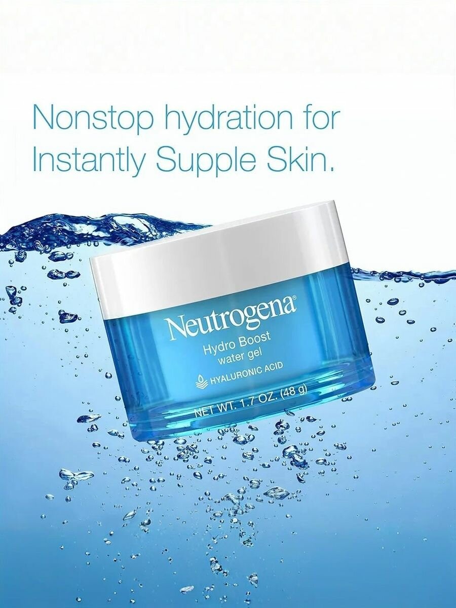 Neutrogena, Hydro Boost Water Gel Увлажняющий крем гель с гиалуроновой кислотой, для нормальной и комбинированной кожи, 48 мл