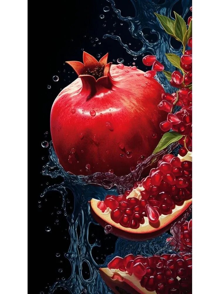 Алмазная Мозаика "Гранатовый Цвет" 30x40 См, Безрамная, Идеальна Для Дома, Украшения, Подарков.