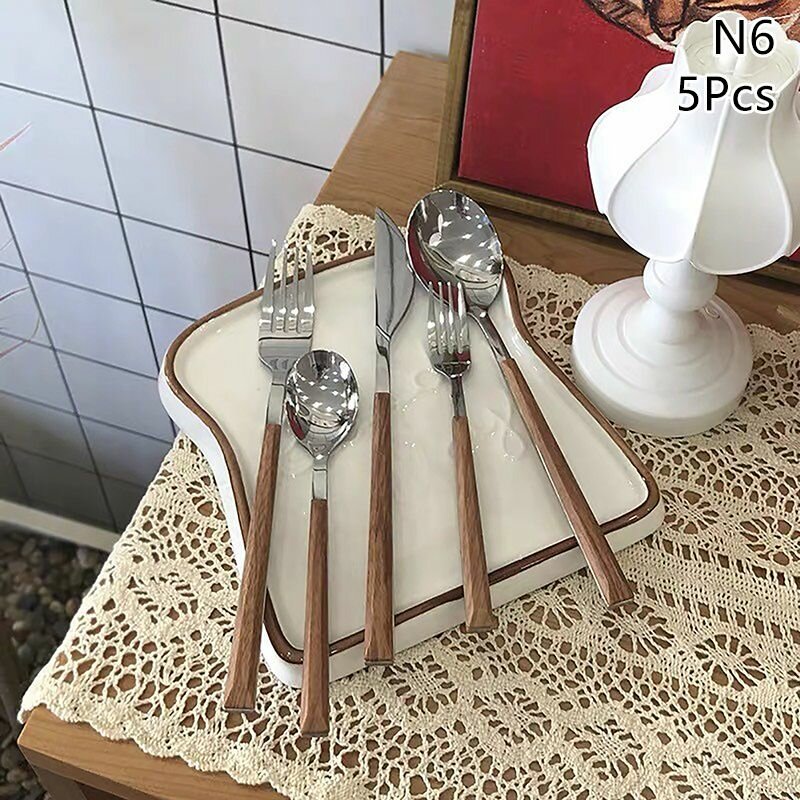 Ложка из нержавеющей стали с имитацией деревянной ручки