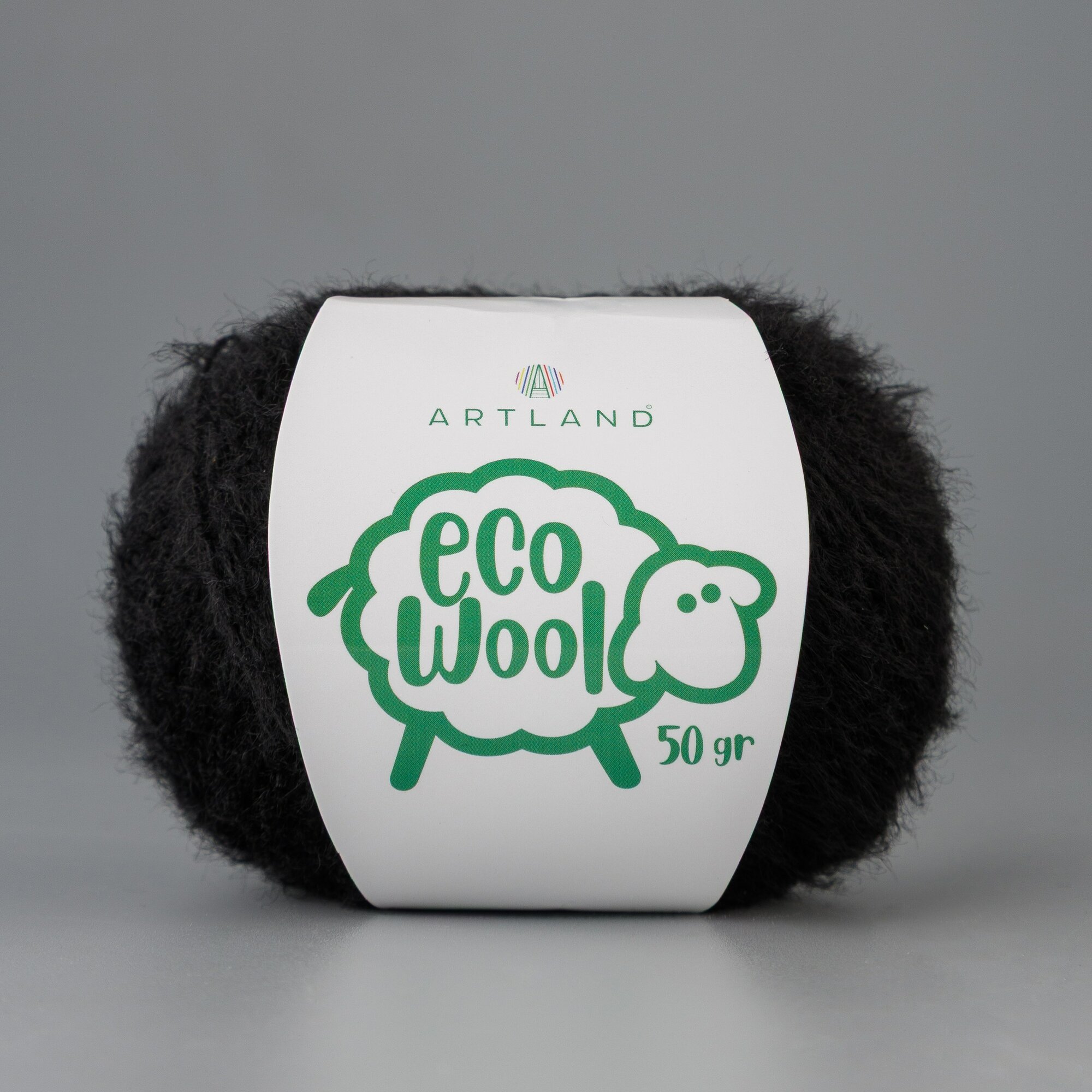 Пряжа для вязания Artland Eco Wool 5 мотков (380 м, 50 гр), цвет 09 черный