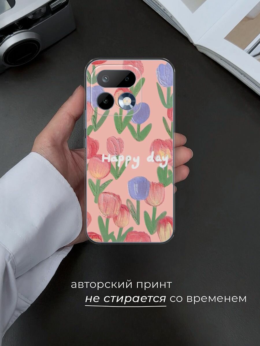 Силиконовый чехол на Realme 16 Pro / Реалме 16 Про с принтом Happy Day — фото 1