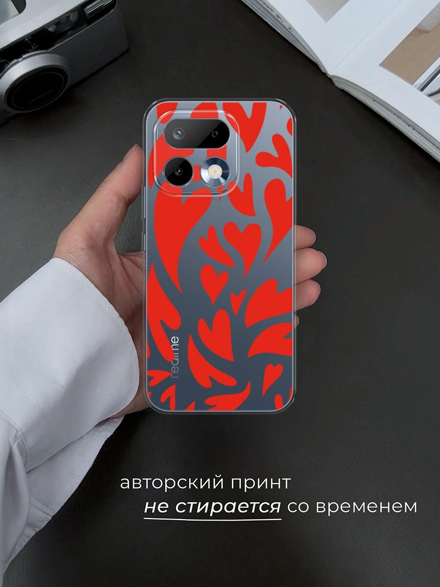 Чехол на Realme 16 Pro / Реалме 16 Про с принтом Crazy hearts 2, прозрачный — фото 1