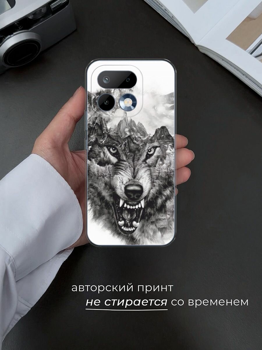 Чехол на Realme 16 Pro / Реалме 16 Про с принтом Волк в горах — фото 1