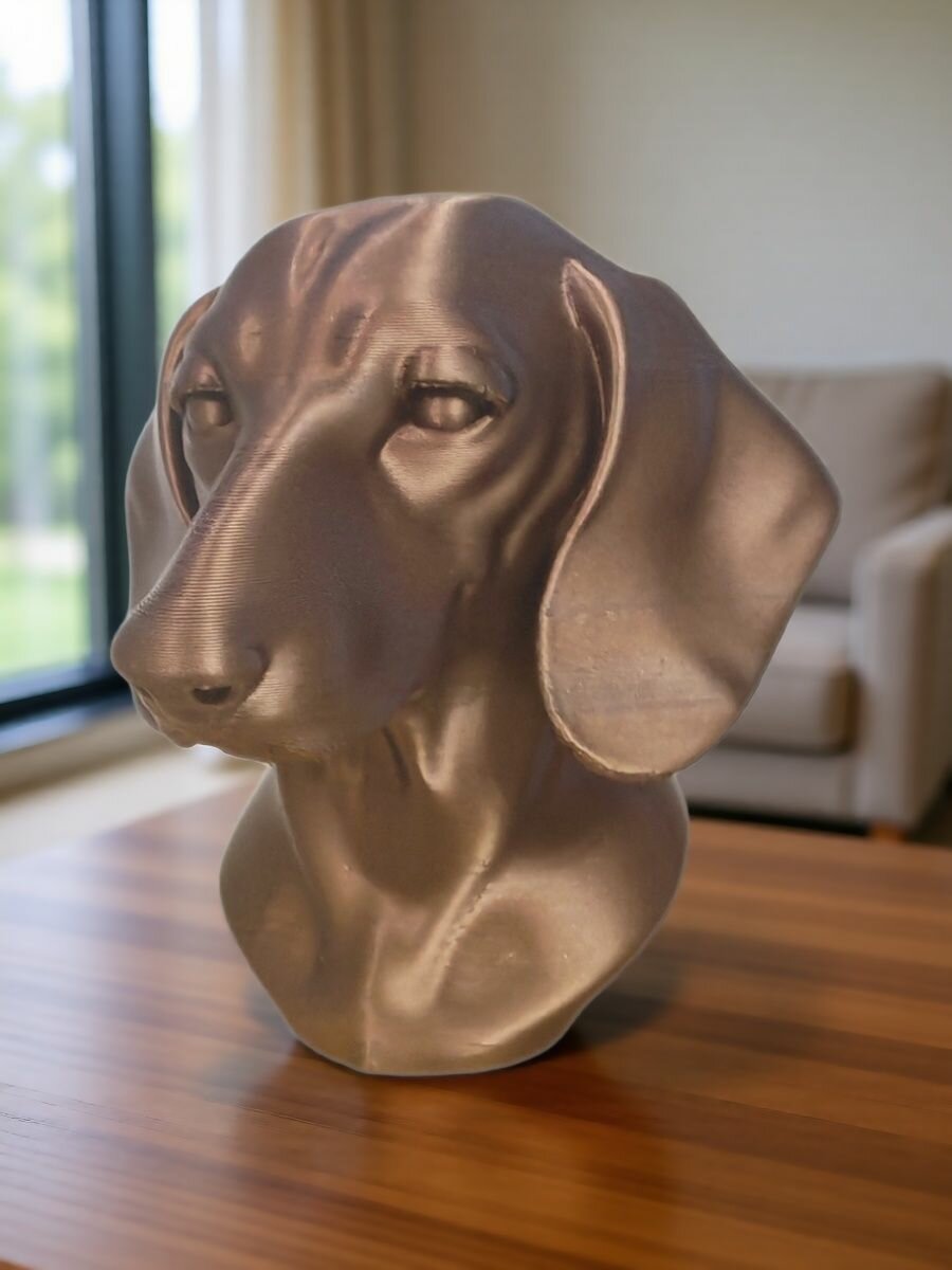 Эксклюзив! Статуэтка собаки - Такса (10 см, коричневый металлик) - Верный друг, подарок, талисман