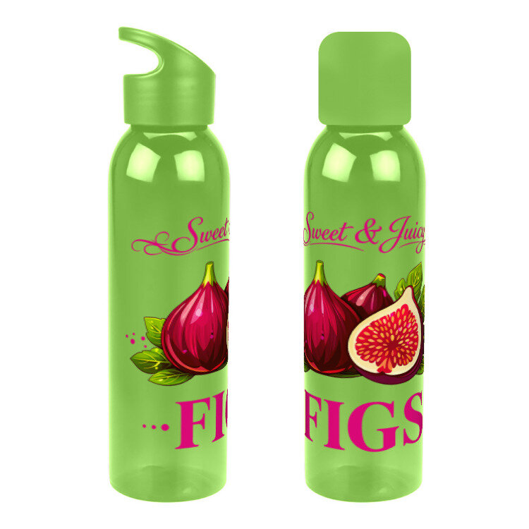 Бутылка для воды «Инжир с надписью Figs, sweet, juicy» (зеленый)