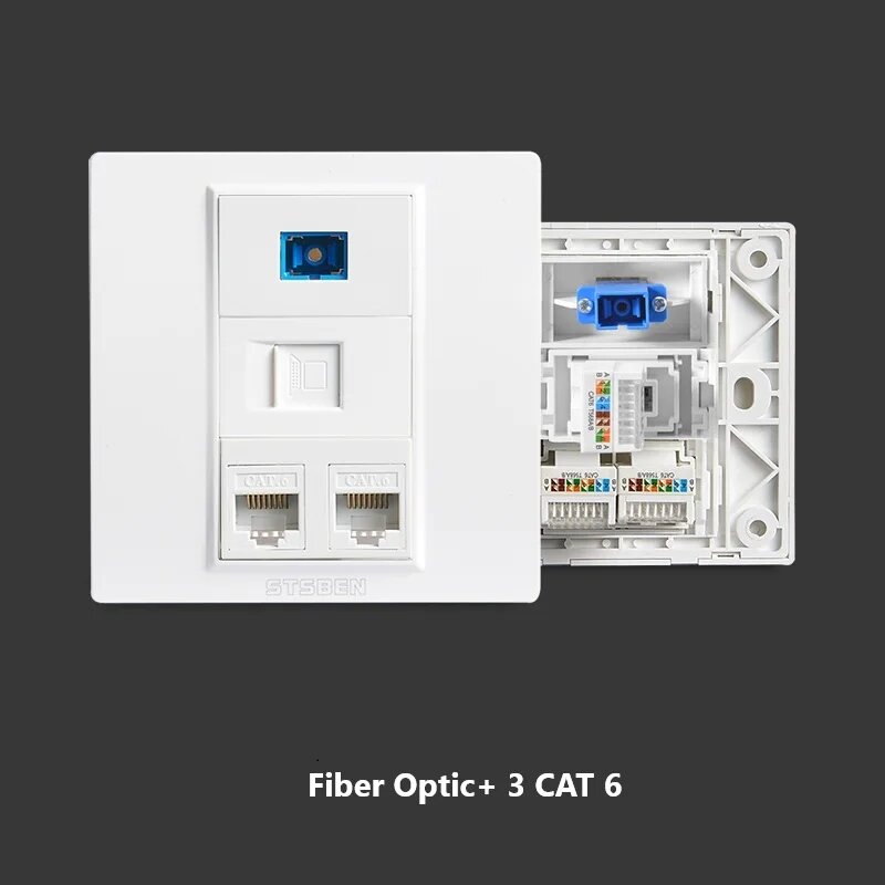 Оптический + 3x CAT6 Ethernet модуль, белый
