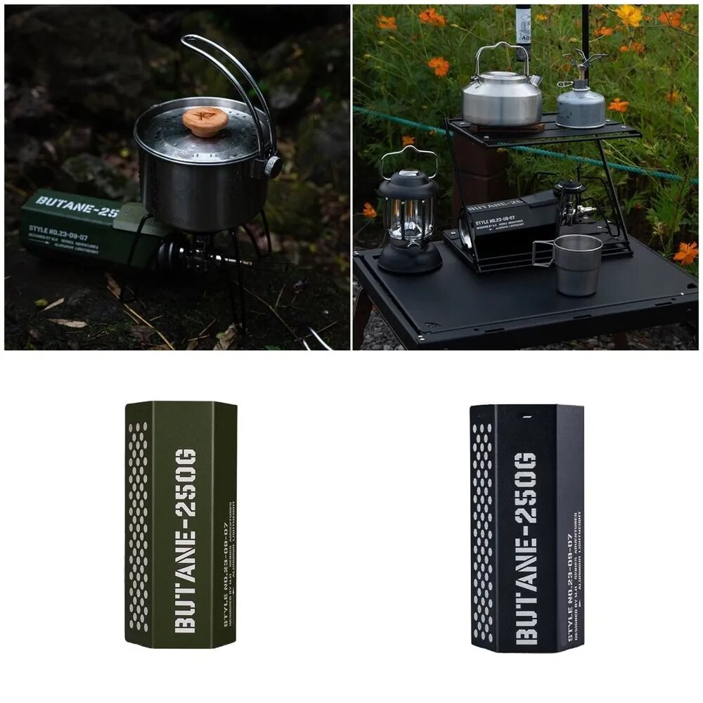 Канистра для ГСМ Butane-250G Оливковый цвет шестиугольная форма для газовых баллонов — фото 1