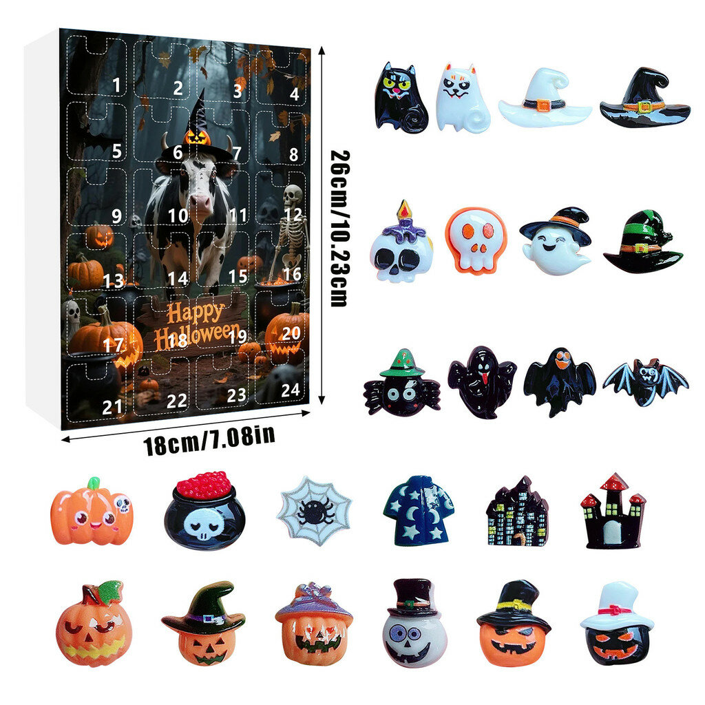 Календарь из смолы ведьма паук halloween с карикатурными аксессуарами для подарка размер-01