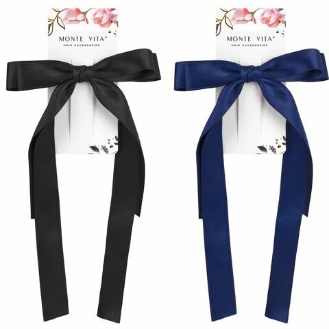 12 шт. Заколка для волос аллигатор 15x26 см, с бантиком, с длинными хвостиками, MONTE VITA (монте вита), 457111