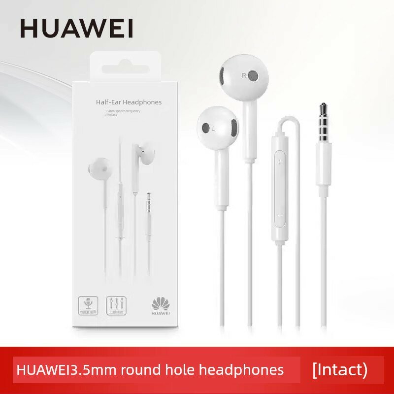 Huawei оригинальные наушники с 3.5mm разъемом и круглым штекером, белый цвет, классическая модель AM115 для мобильных
