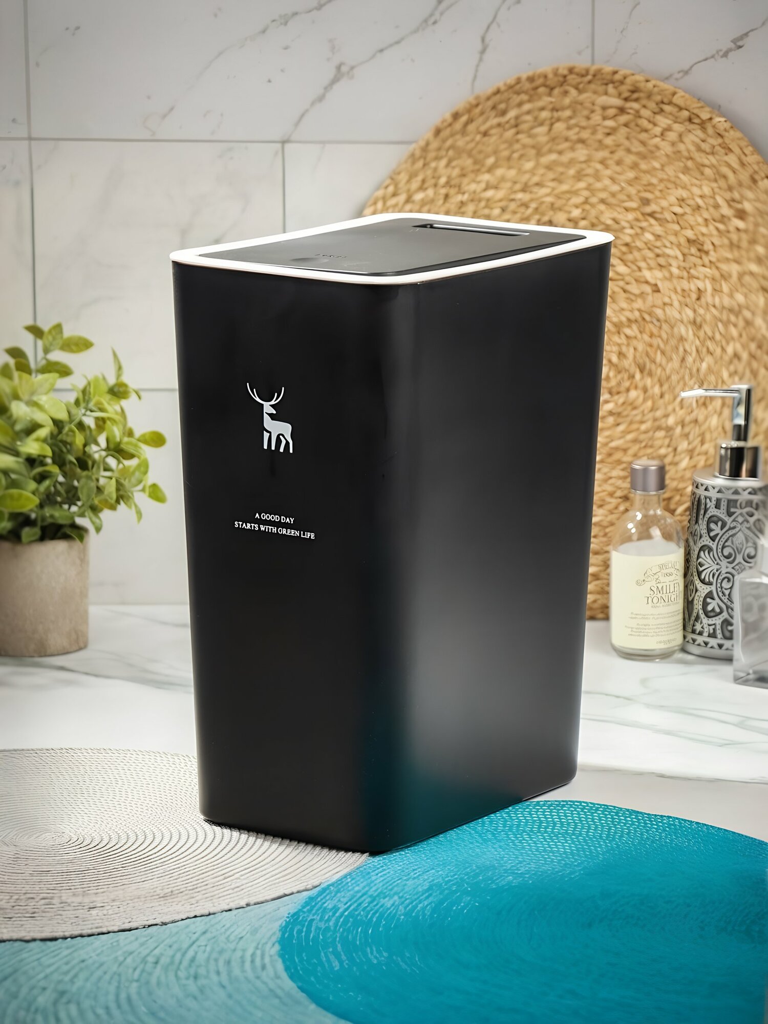 Контейнер для мусора пластик, 9 л, прямоугольный, черный, Y4-8661