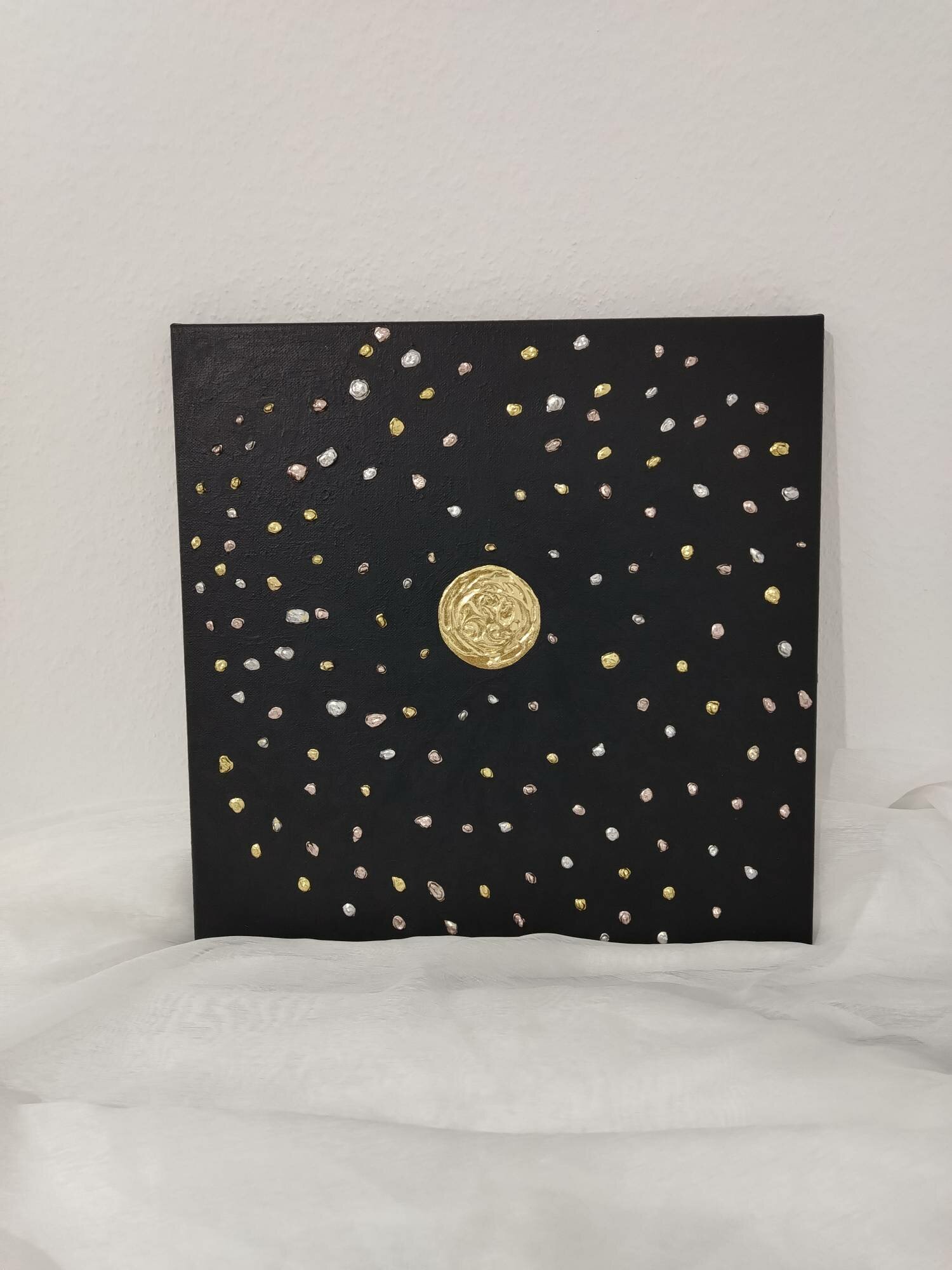 Интерьерная картина на холсте 40х40 "Вселенная" поталь, барельеф